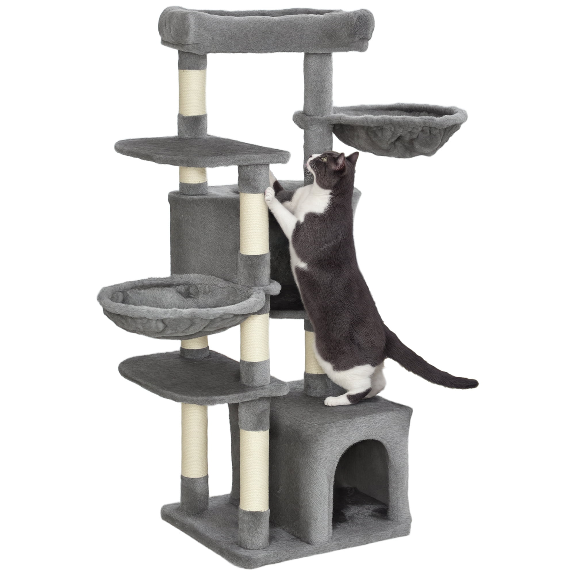Click here for Pawhut 52.5 Cat Tree Tower With Bed  Cat Condos  H... prices