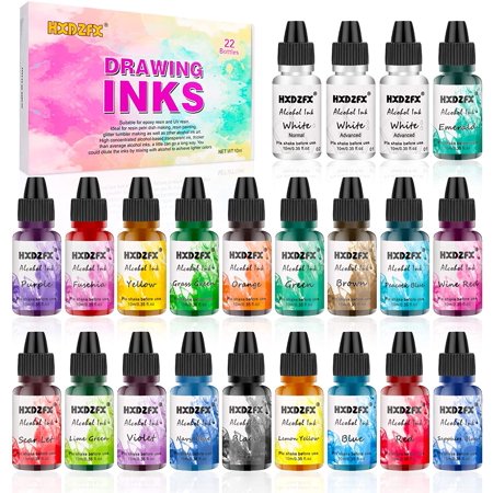 Alcohol Ink Set - 22 Vibrant Colors High Concentrated Alcohol, Based ...