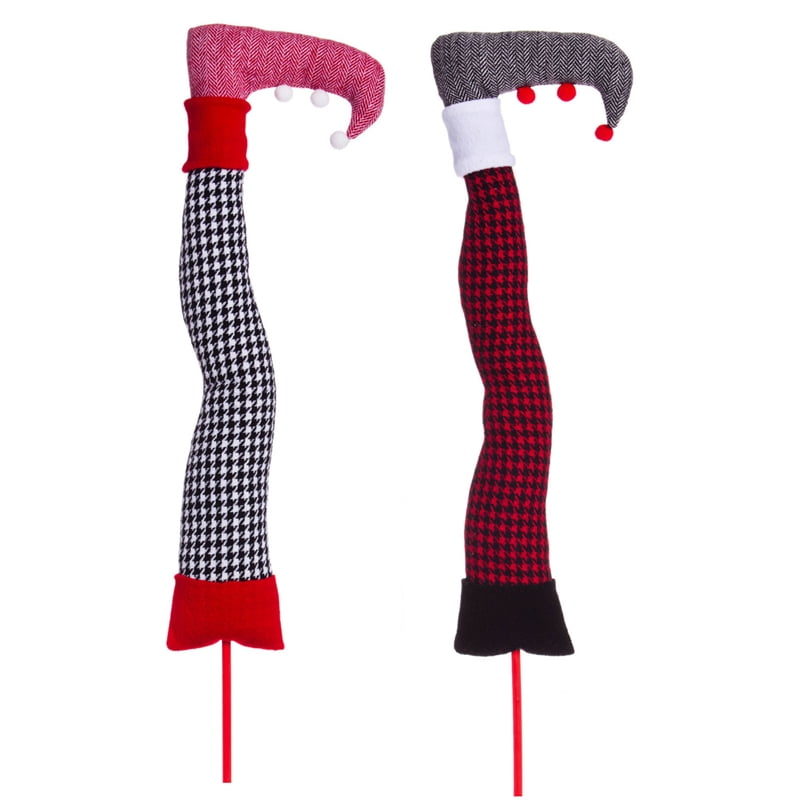 Evergreen Polyester Elf Leg Tree Pick, 2 Assorted, 6.5'' x 31'' x 2.5 ...