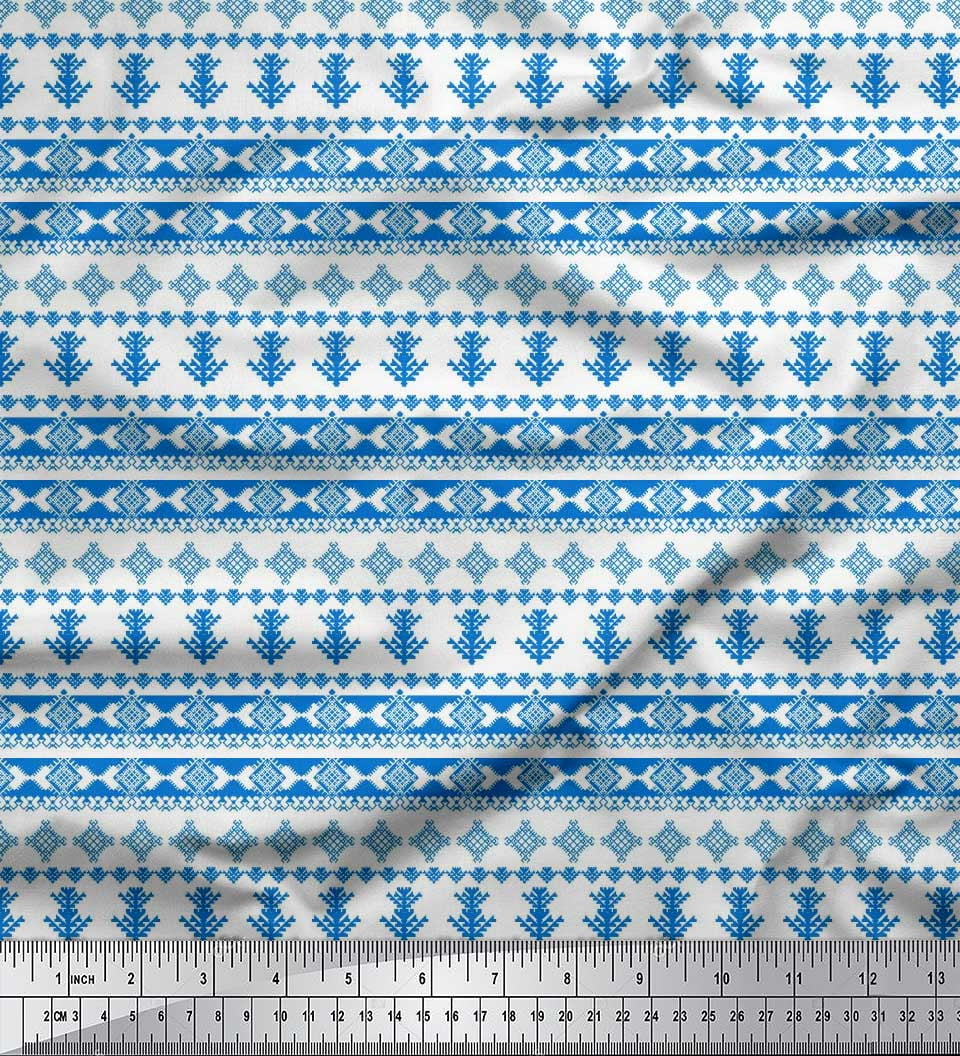 Soimoi Blue Rayon Fabric Tribal African Print Fabric by the Yard 42 ...
