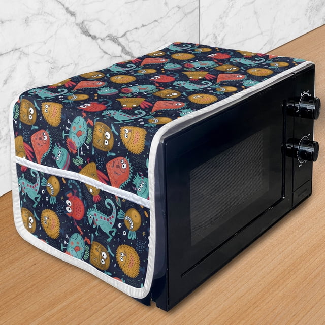 Cartoon Microwave Oven Cover, Funny Creatures Dragons Fantasy Monster ...