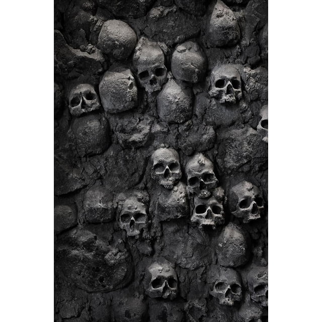 Skulls Stacked in Wall Skeleton Spooky Horror Photo Photograph Human ...