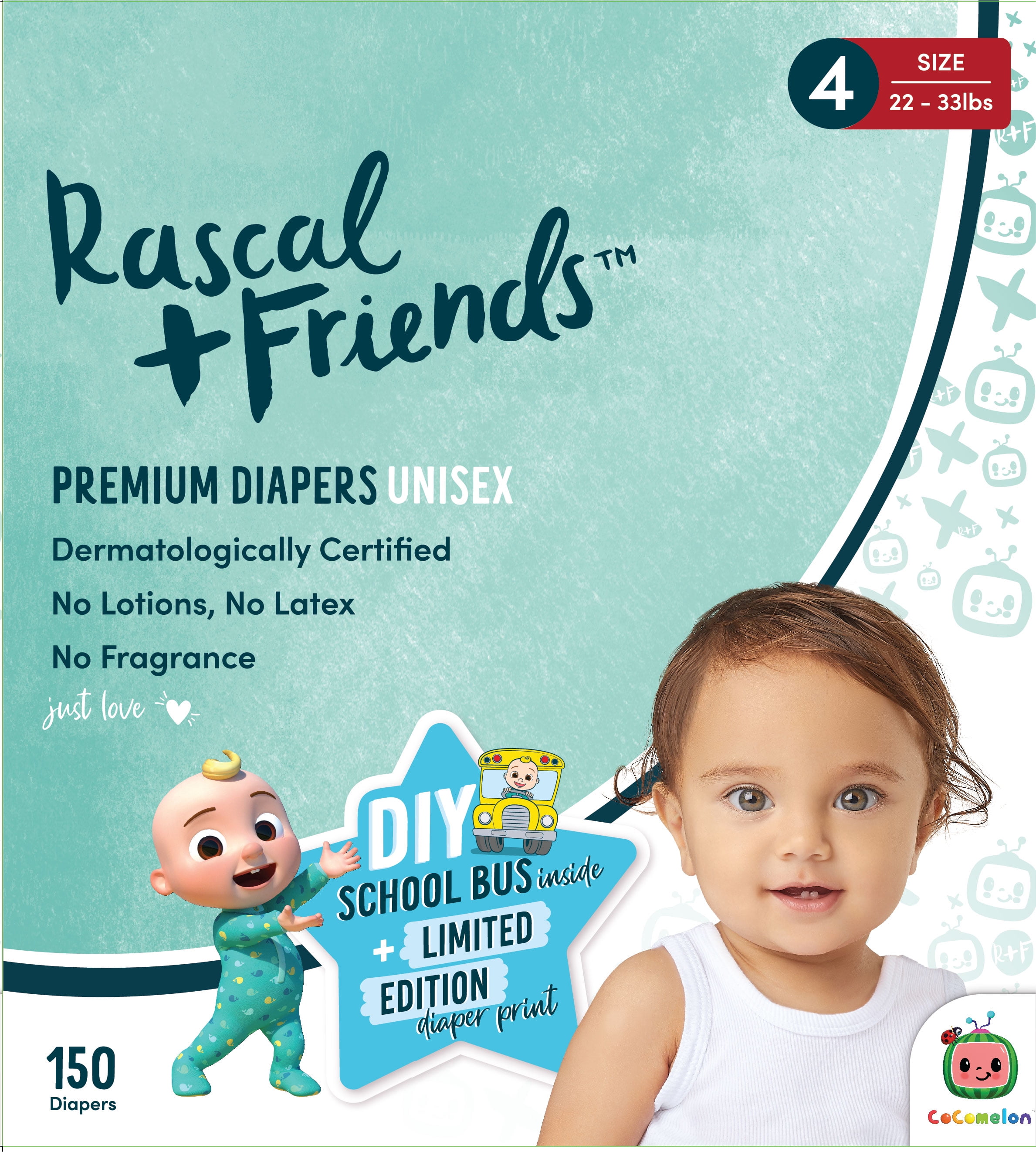 Rascal and Friends Premium Diapers Size 4-150PK - Walmart.com