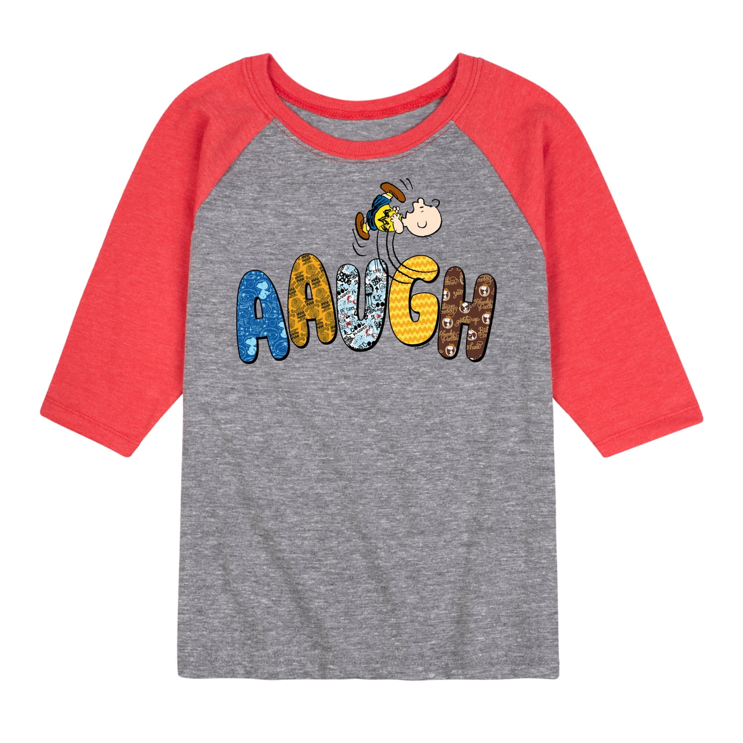 Peanuts - Aaugh Pattern Charlie Brown - Toddler And Youth Raglan ...