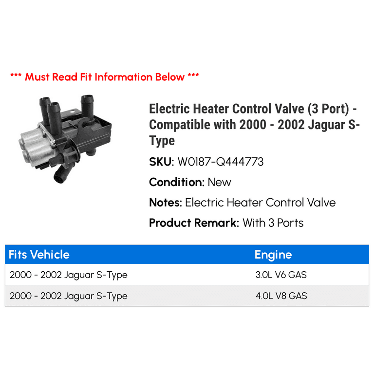 Electric Heater Control Valve 3 Port Compatible with 2000 2002 Jaguar S Type 2001 Walmart