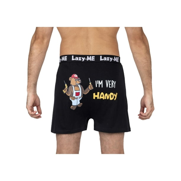 Lazy-Me Mens Funny Novelty Boxer Shorts, Black, I Can Drill You, I Can ...