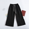 BLCHUNen Wide Leg Pants Woman Side Split High Elastic Waist Drawstring ...