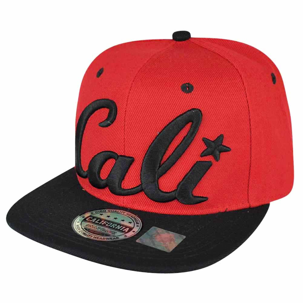 California Republic Cali Script Two Tone Red Snapback Black Flat Bill ...