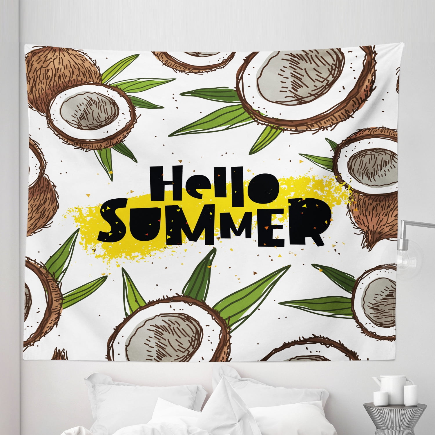 Hello Summer Tapestry, Abstract Summertime Concept Wording in Trend ...