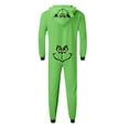 Adult Unisex Green Fleece Onesie Pajamas With Fun Character Hood Cozy And Comfortable Sleepwear