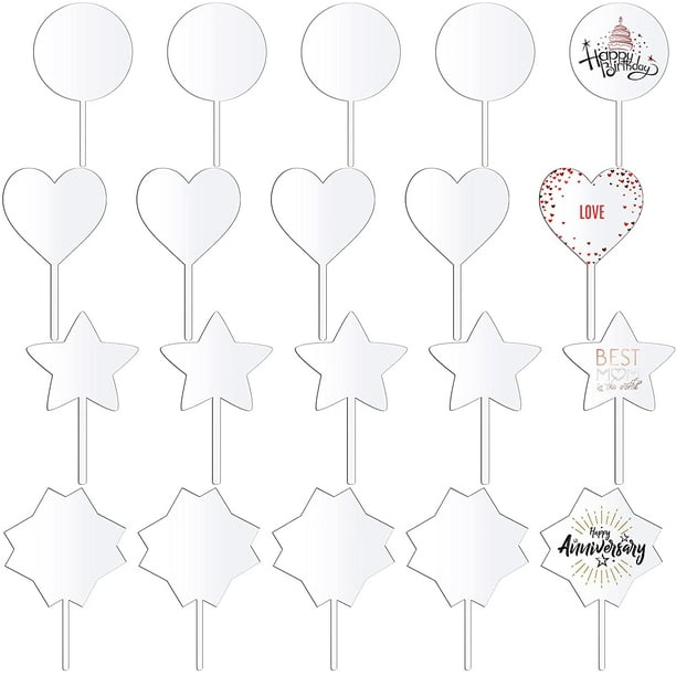 20 Pieces 5 Inch Clear Acrylic Cake Topper DIY Round Acrylic Birthday ...