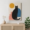 Canvas Print Wall Art Black Cat with Sun and Arch Shapes Print Playful ...