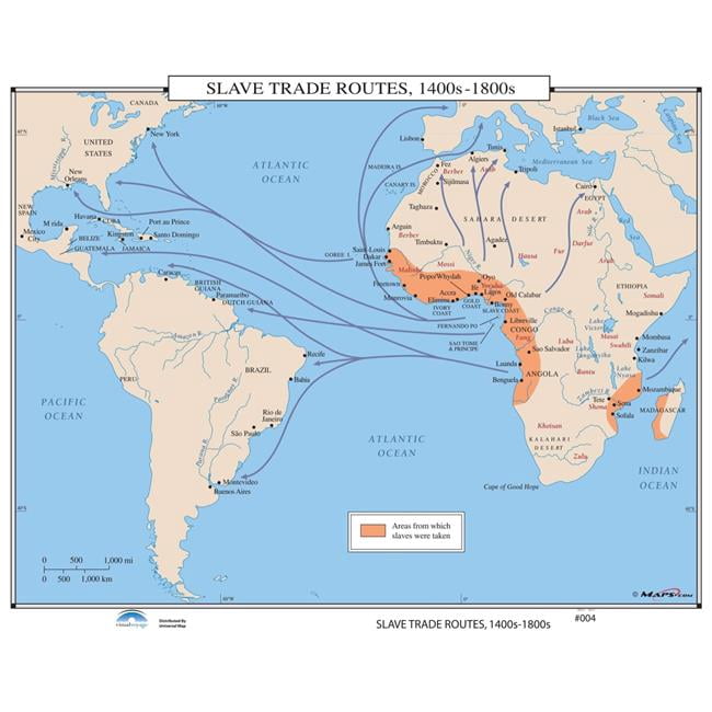 Univarsal 931000061004-46x37-RAB 46 x 37 in. No.004 Slave Trade Routes ...