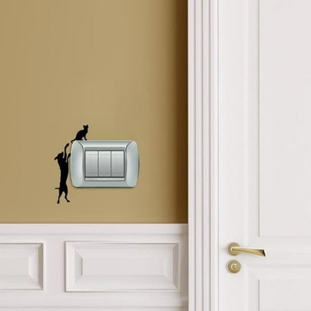 facefd Double Cat PVC Switch Sticker Decals Removable PVC switch ...