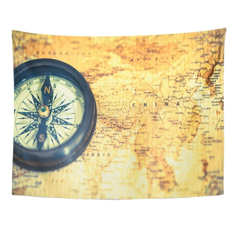 Vintage World Map With Compass