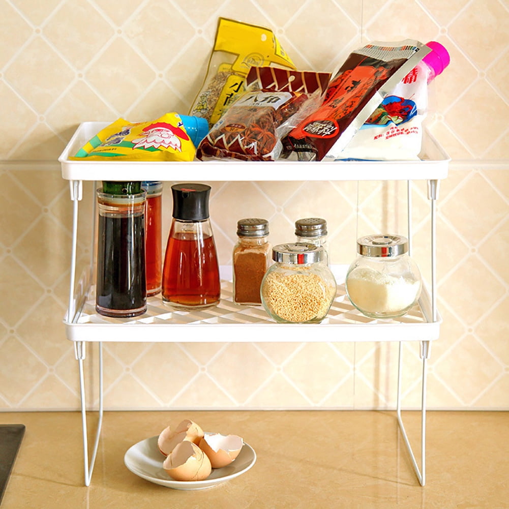 Hobeauty 1/2 Pcs Stackable Cabinet Shelf Organizers, Kitchen Countertop ...
