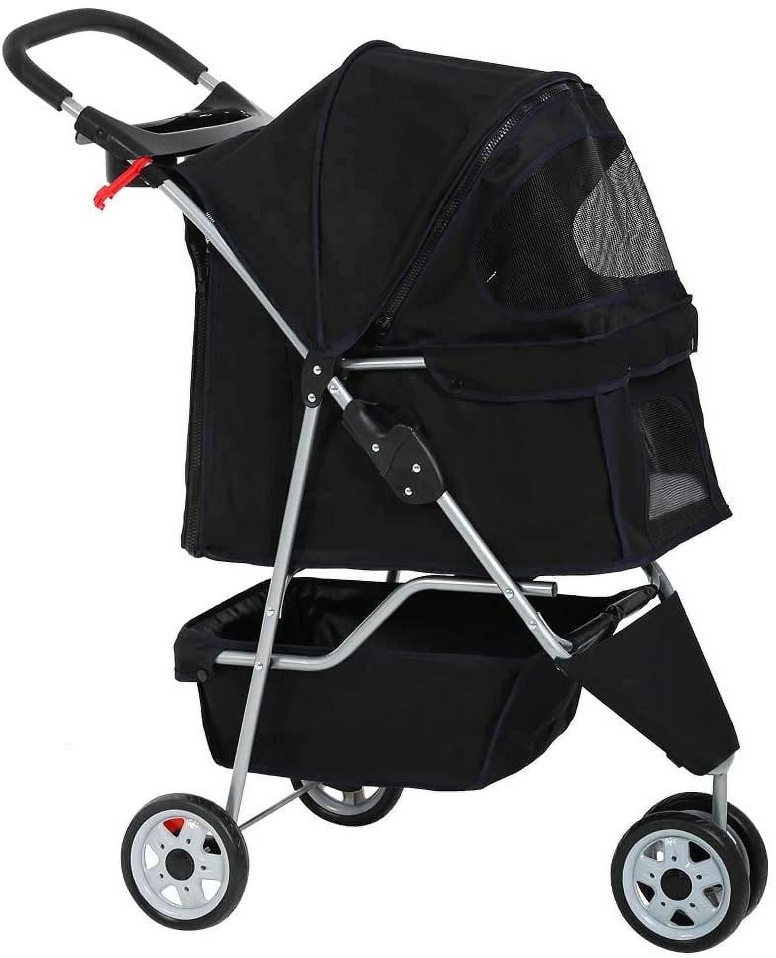 BestPet New Black Pet Stroller Cat Dog Cage 3 Wheels Stroller Travel ...