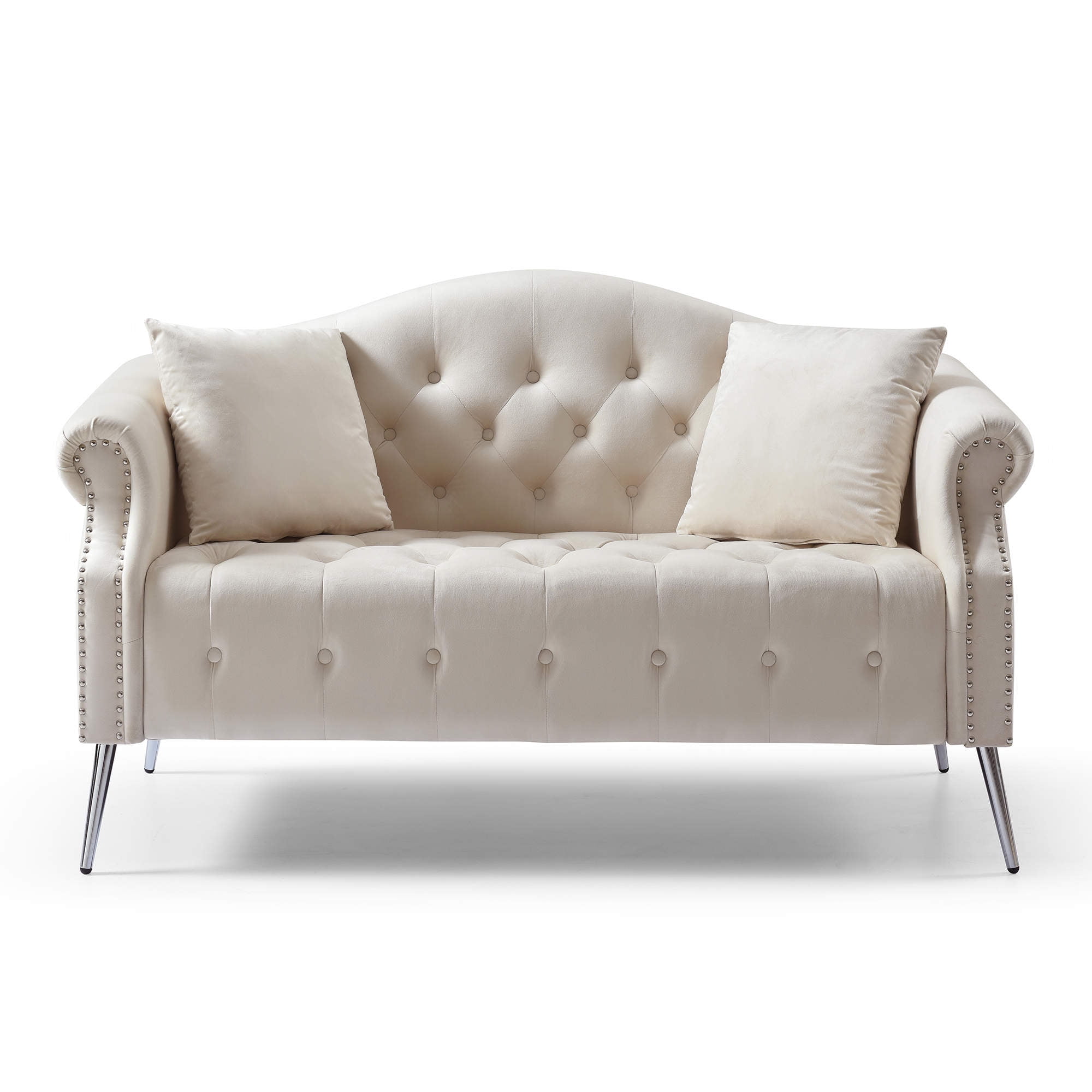 59.4" Velvet Accent Sofa, Classic Chesterfield Loveseat, Contemporary ...