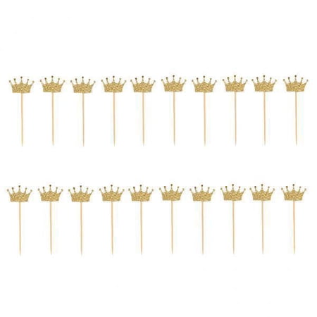 16X 20x Glitter Cake Toppers Crown Cupcake Picks Dinner Party Favor ...