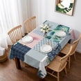 Blue Plaid Monstera Leaves Table Cloth 60x84in, Waterproof Rectangle ...