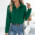 AUNVITO Women's Shirt Long Sleeve Notched Lapel Button Front Casual and ...