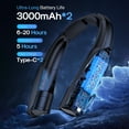 3000mAh×2 Rechargeable Neckband Fan, Dual Speed Quiet Brushless Motor 6 ...