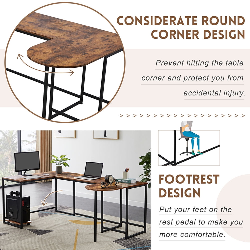 Buy U-shaped Computer Desk, Industrial Corner Writing Desk with CPU ...
