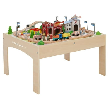 KidKraft Metropolis Wooden Train Set and Train Table with 100 ...