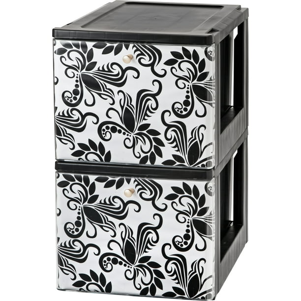 IRIS Stacking File Storage Drawer with Design, Black - Walmart.com ...