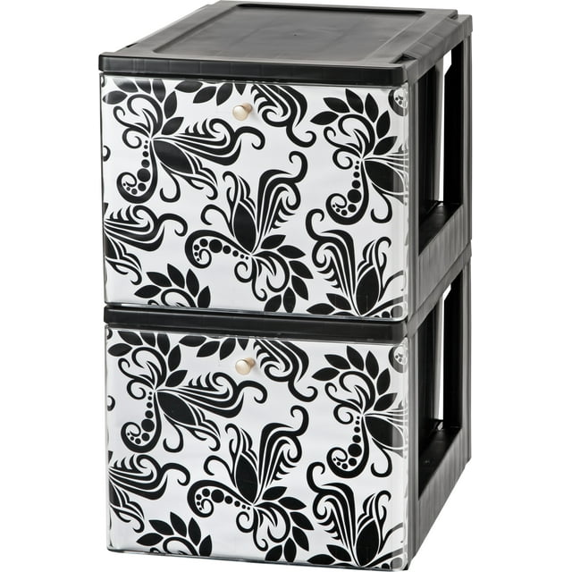 Iris Stacking File Storage Drawer With Design Black