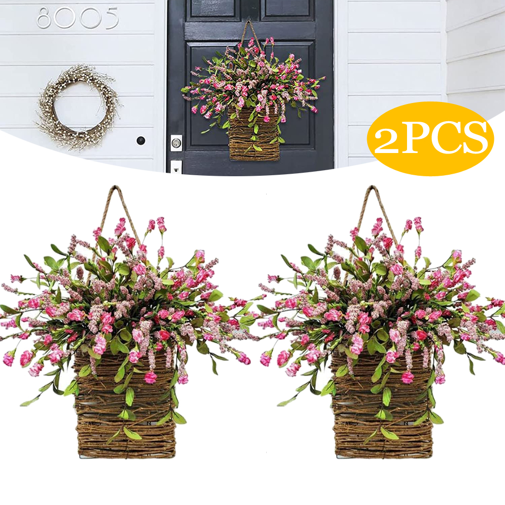 Spring Berry Wildflower Welcome Wreaths for Front Door Farmhouse Rustic ...