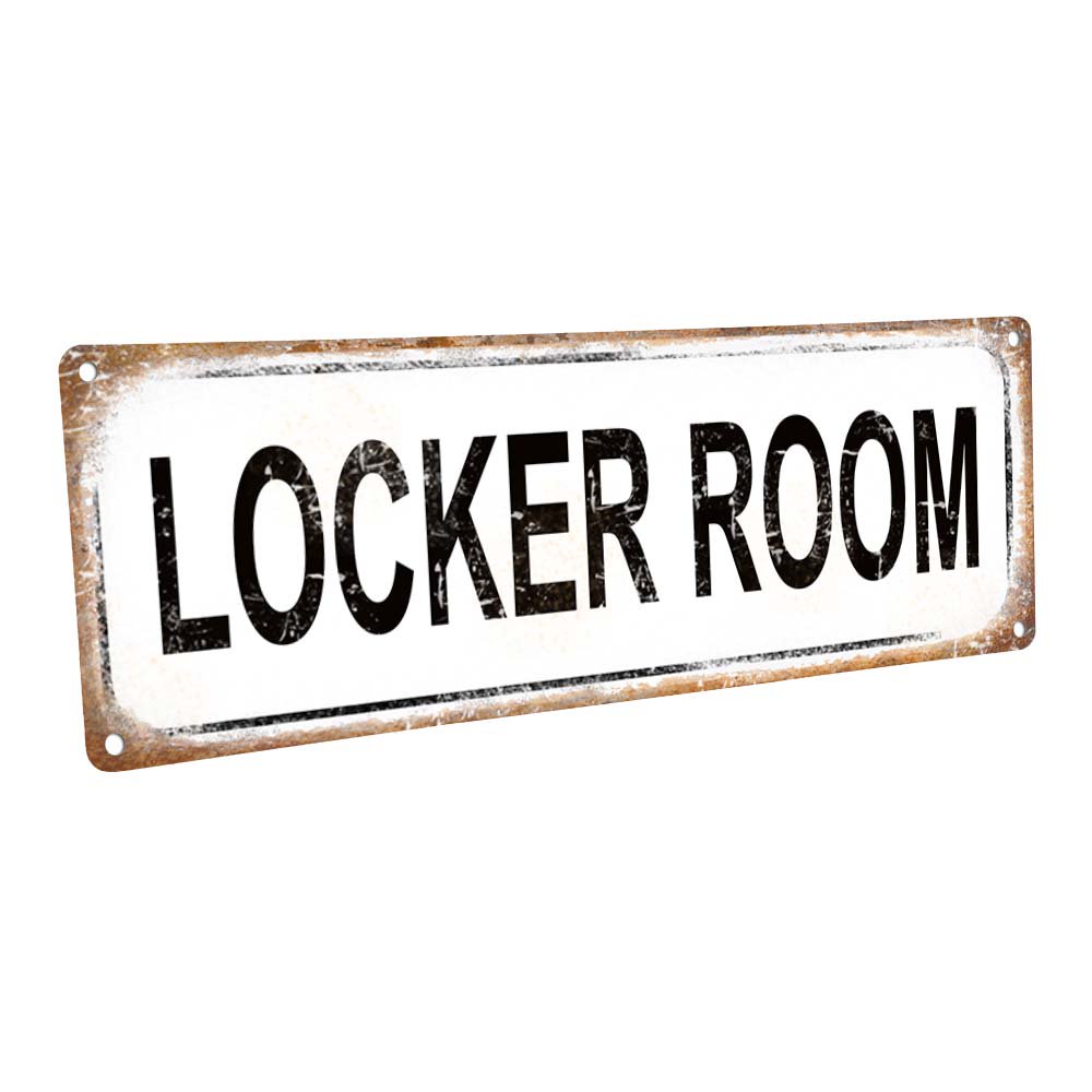 Locker Room 4"x12" Metal Sign, Wall Décor for Mancave, Den, and ...