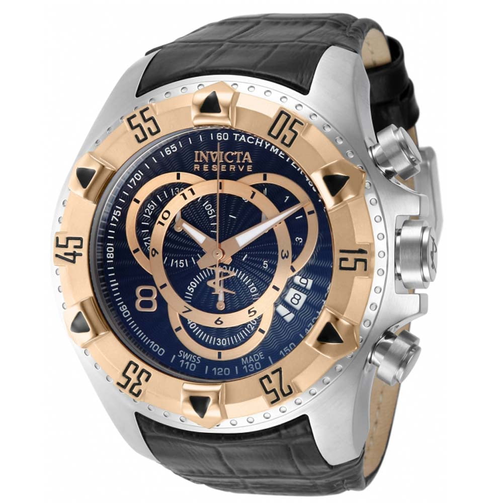 Invicta Men's 11011 Reserve Excursion Black Dial Black Leather Strap ...