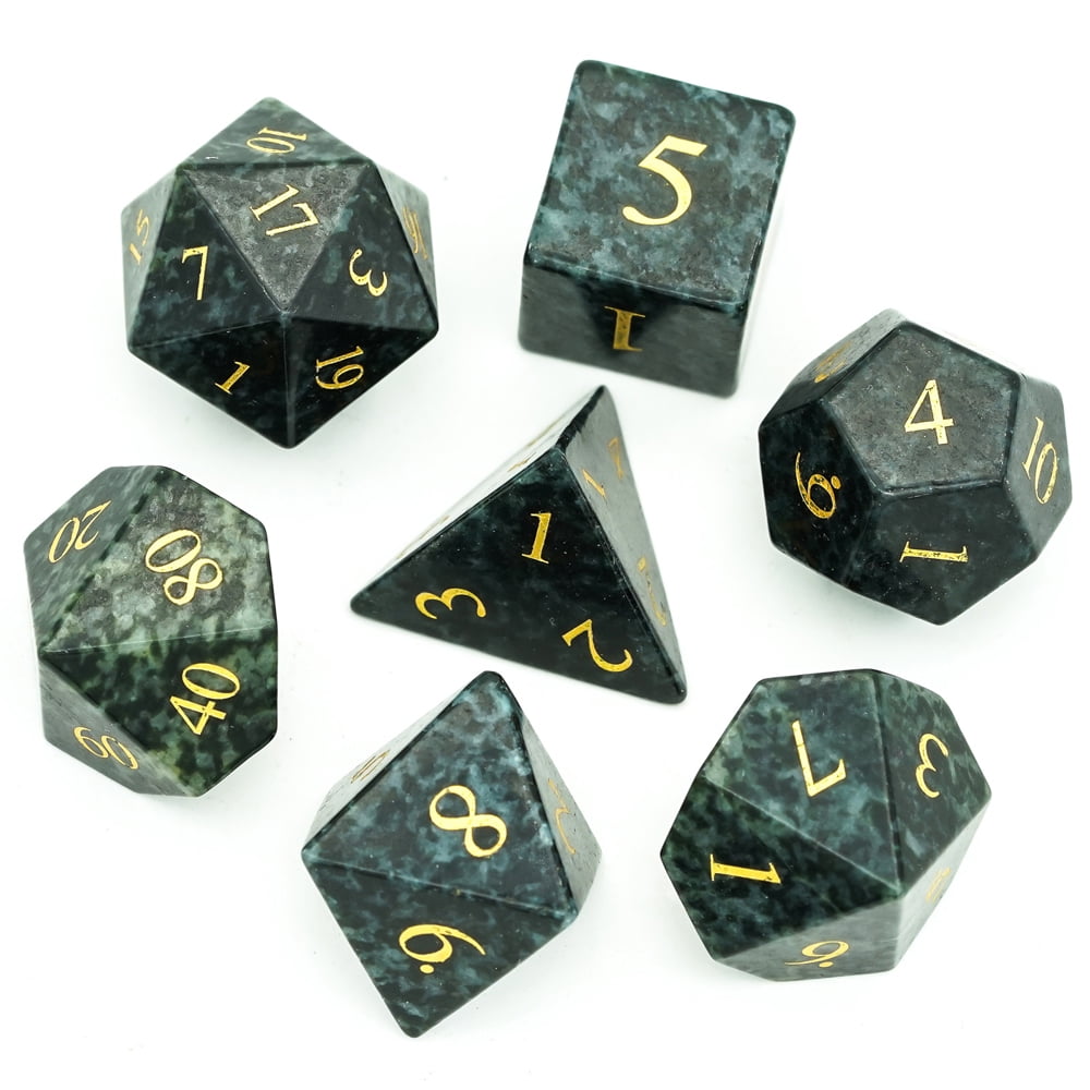 Cusdie Set of 7 Handmade Stone Dice, 16mm Polyhedral Stone D&D Dice Set ...