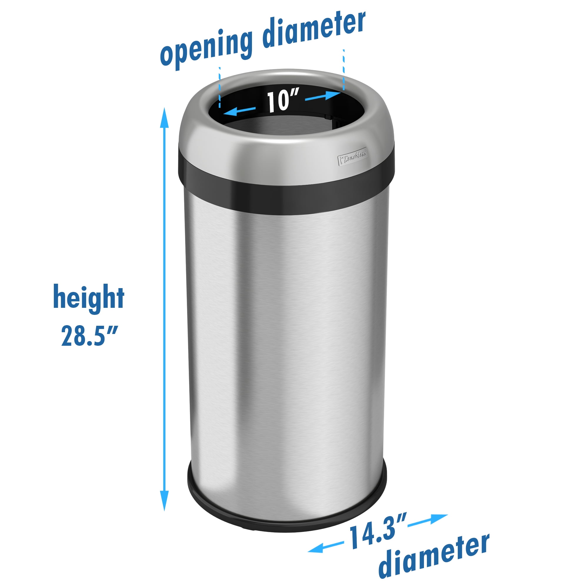 iTouchless 16 Gallon Dual-Deodorizer Round Open Top Trash Can and ...