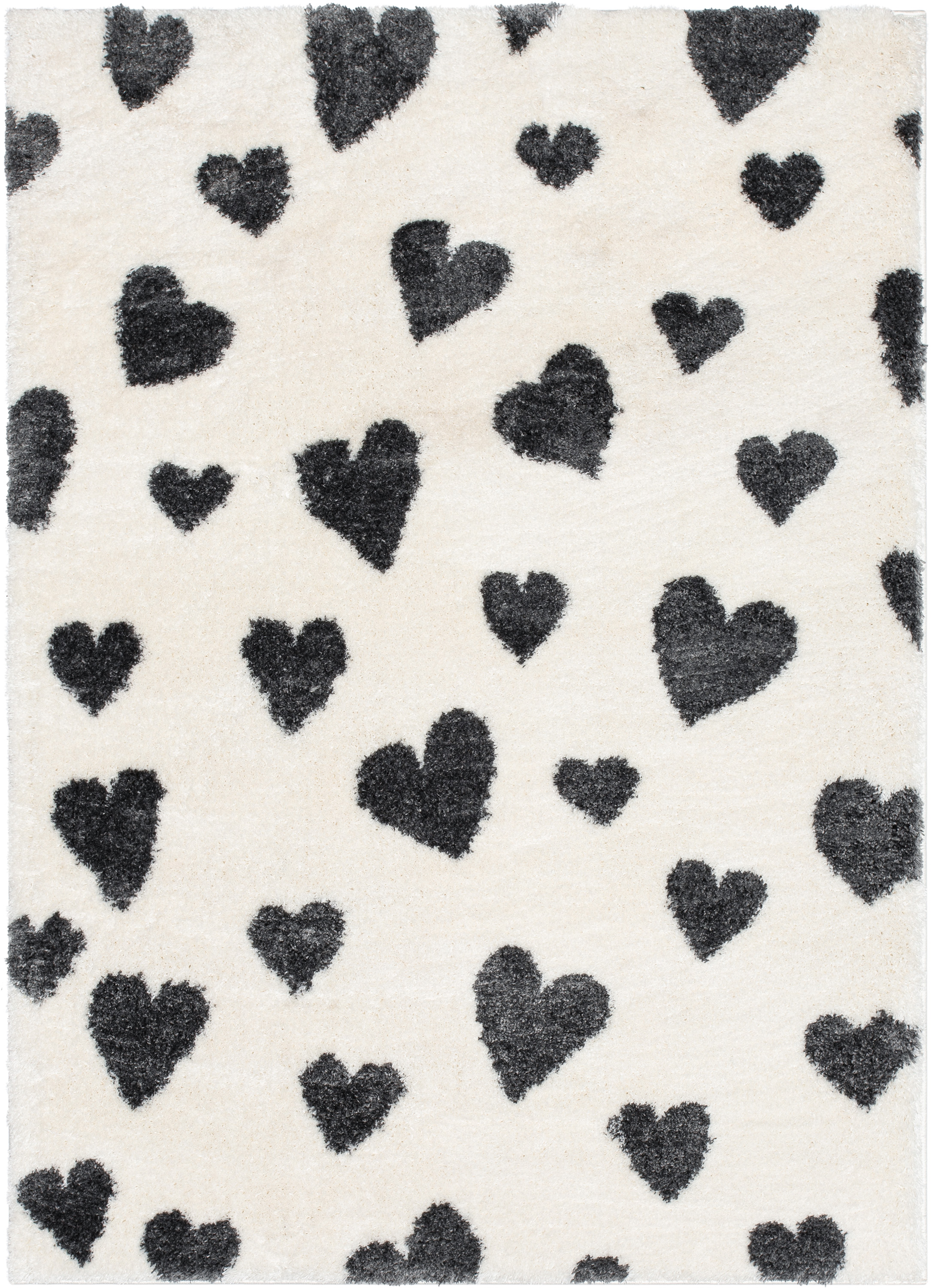 Well Woven Haven Hearts Modern Geometric Grey Shag Plush Pile 4' Round ...