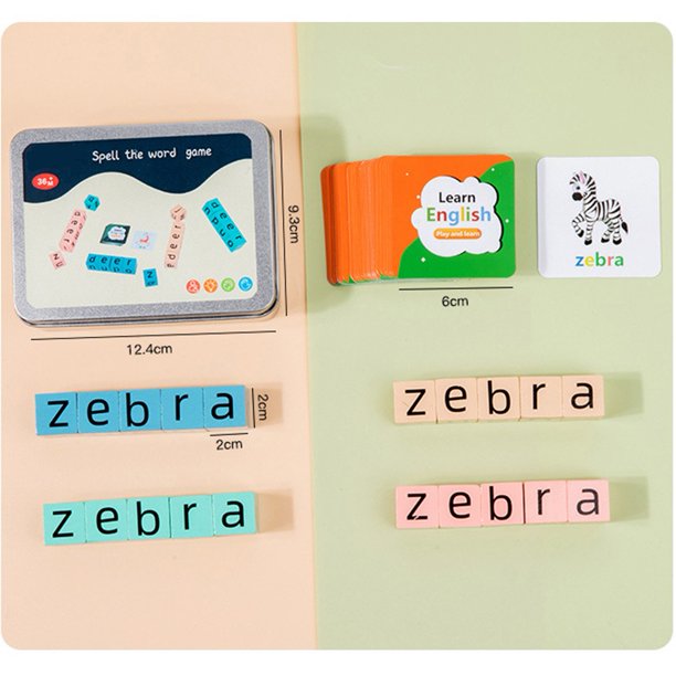 Wooden Crossword Puzzle Blocks Game Word Spelling Cubes Toys Word ...