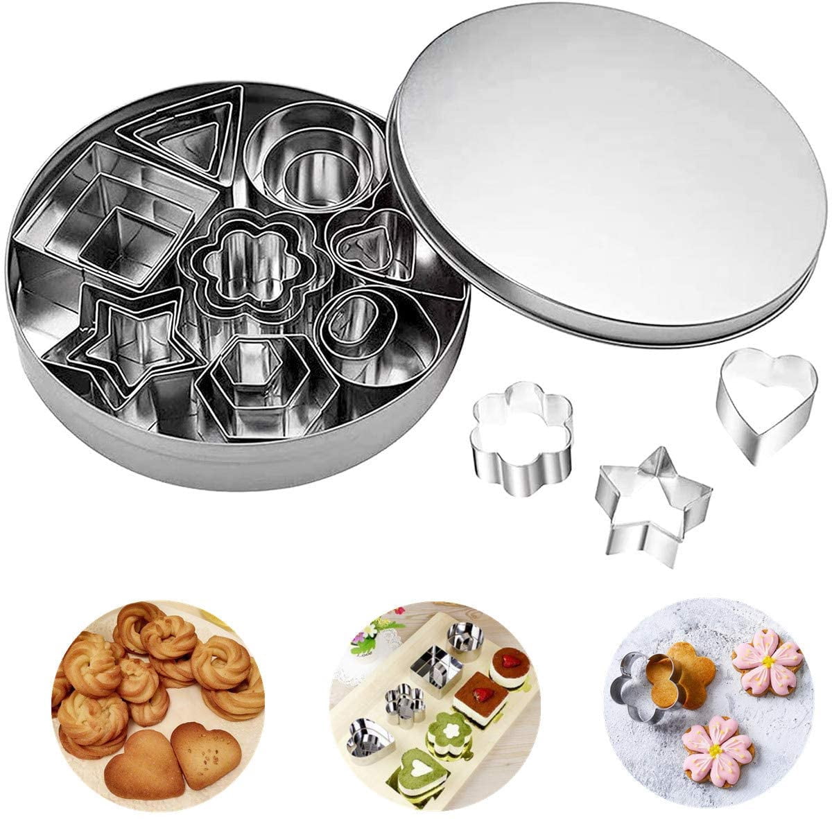 Mini Cookie Cutter Set, 24 PCS Geometric Shapes Cookie Cutters Metal ...