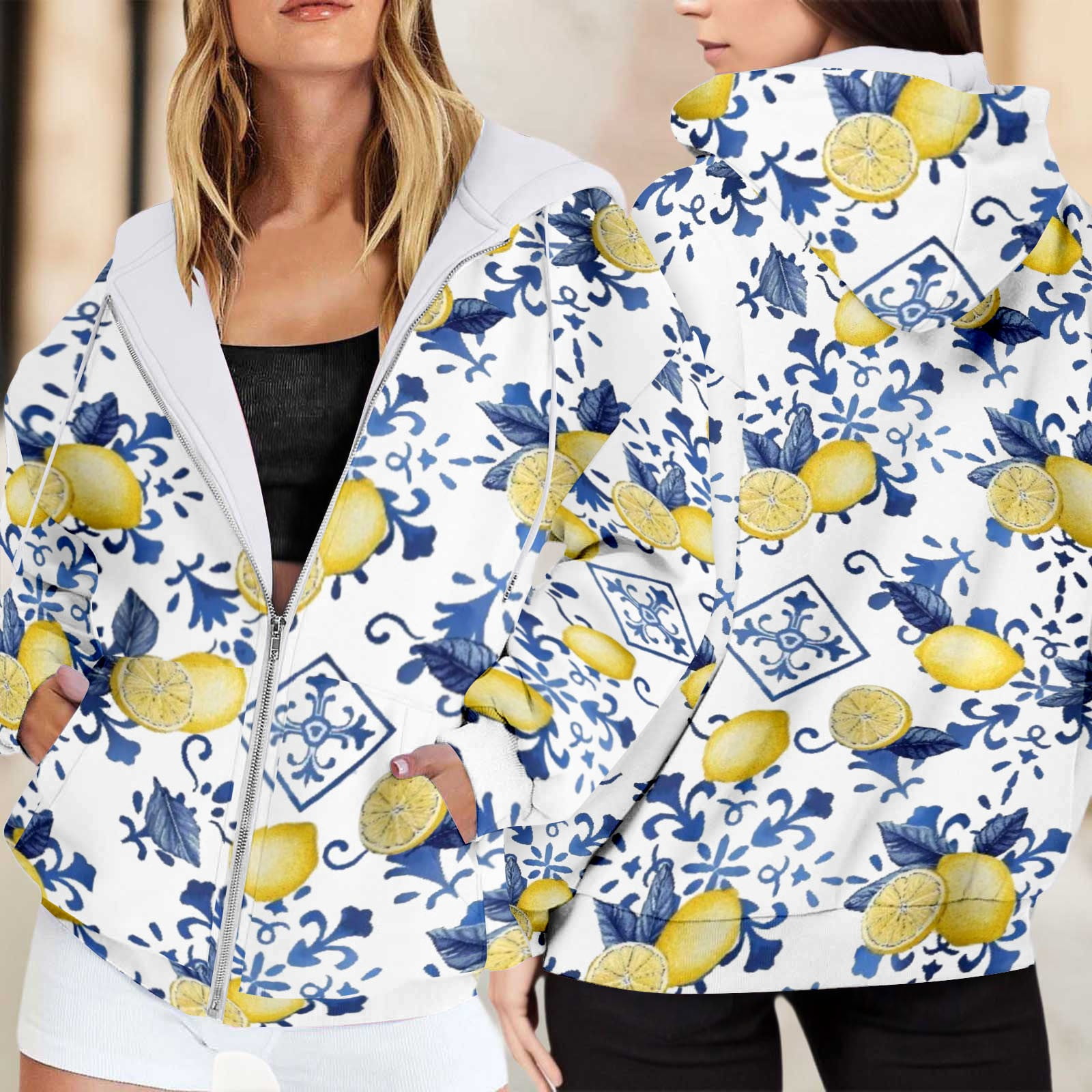 Click here for Tinz Zip Up Hoodie Casual Loose Fit Pullover With... prices