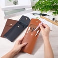 3Pcs 3 Colors PU Leather with Alloy Pen Holders Pen Sleeve Fountain Pen ...