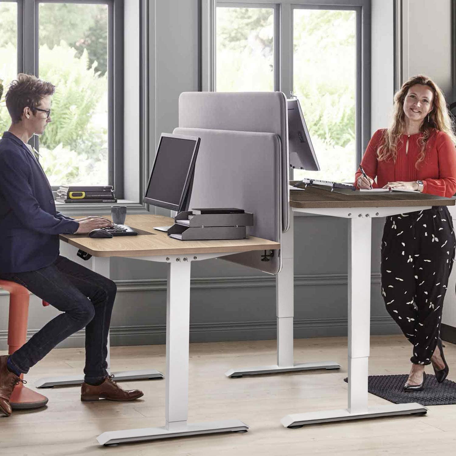 Vineego Electric Standing Desk Height Adjustable Office Desk with 55” x ...