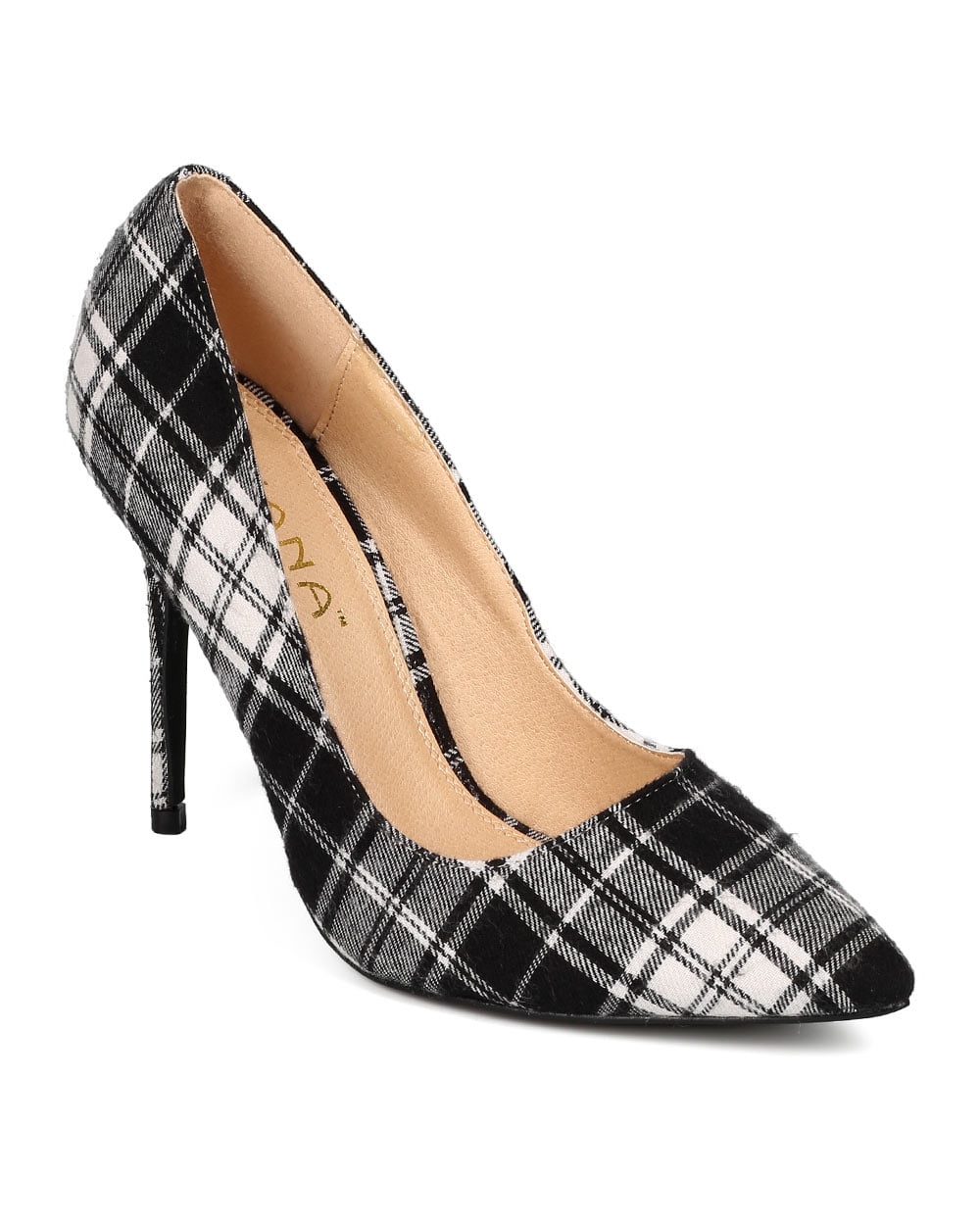 New Women Liliana Gianni-1 Plaid Pointy Toe Stiletto Heel Single Sole ...