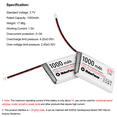 4pcs 3.7V Lithium Rechargable Battery, 802540 3.7V 1000mAh Battery with ...