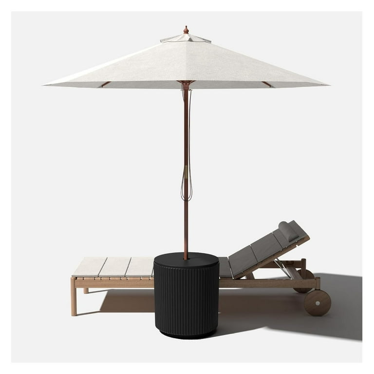 Umbrella Side Table Outdoor Patio Table with Umbrella Hole for Porch Patio Durable Plastic Concrete Material Easy Assembly Modern Coffee