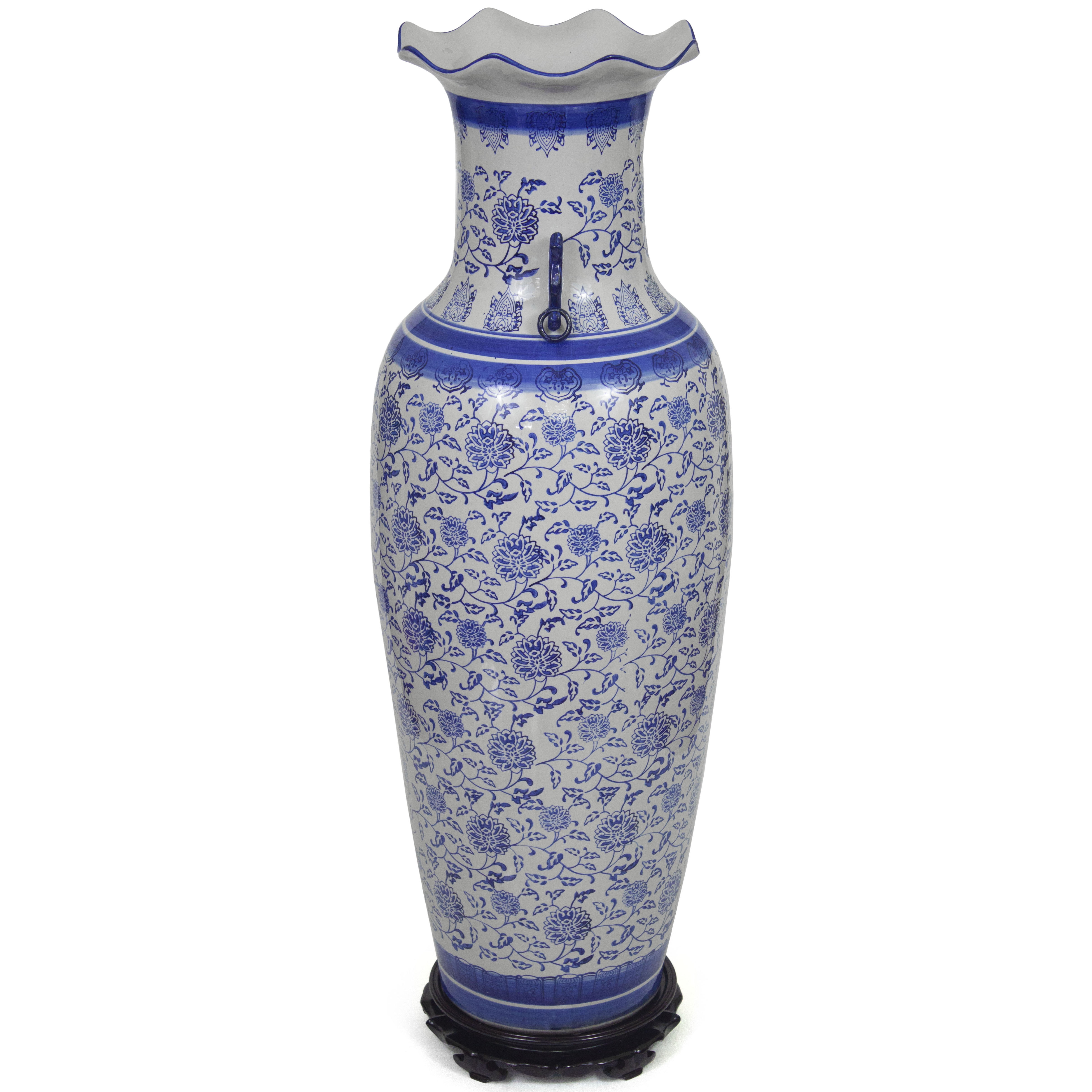 Tall White And Blue Vases