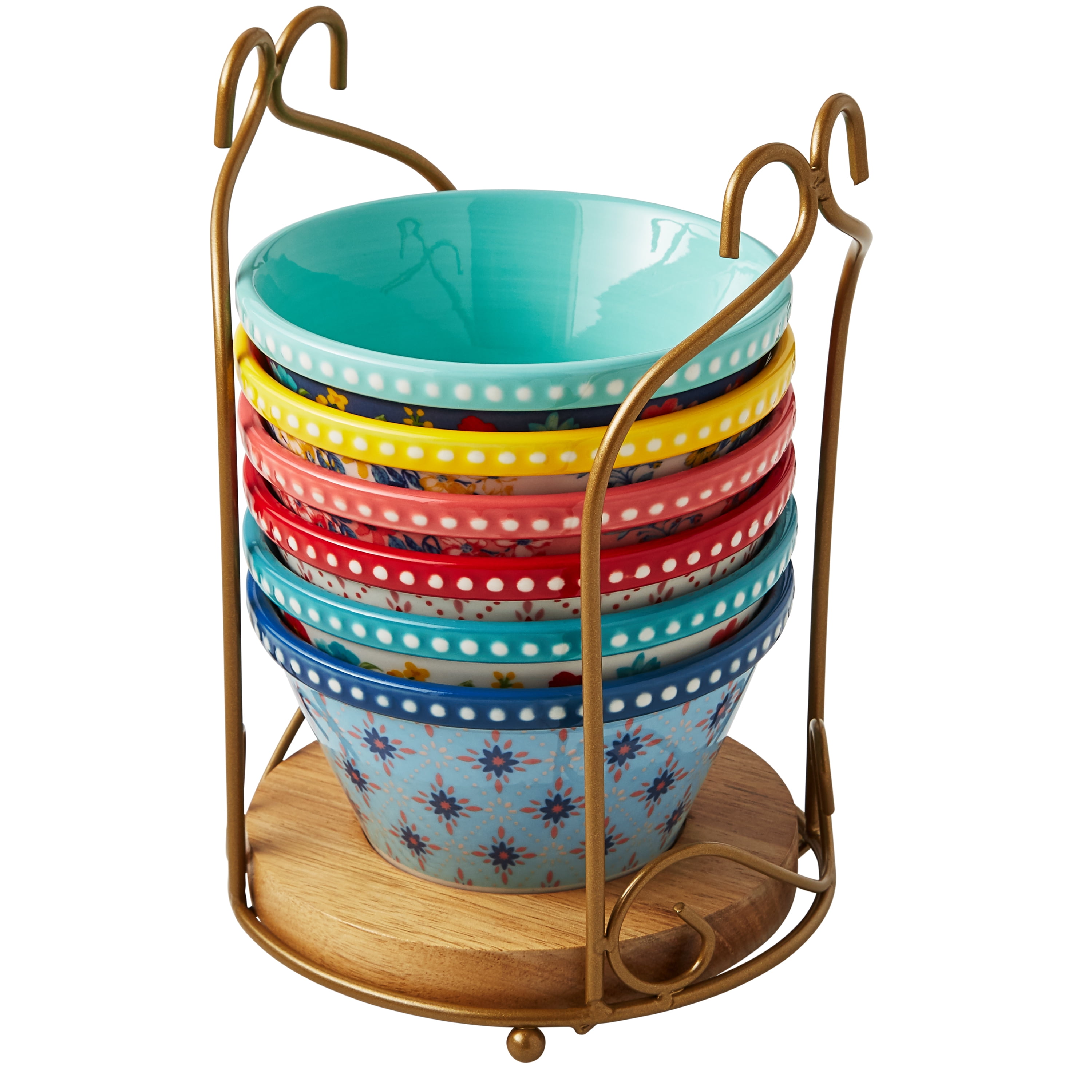 The Pioneer Woman 6 Piece Fancy Flourish Ramekin Set with Carrying ...