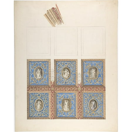 Carved and Painted Ceiling with Six Figural Medallions, for Cleish ...