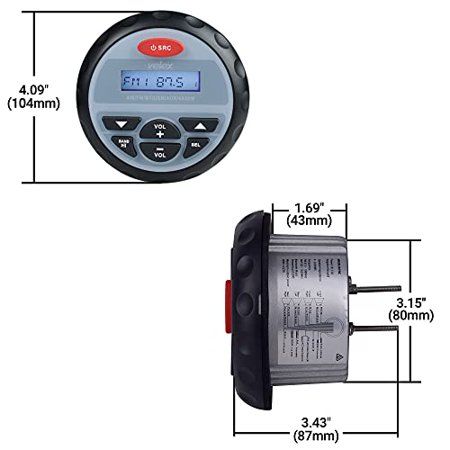 Waterproof Bluetooth Marine Stereo Receiver with MP3 Player AM FM Radio ...