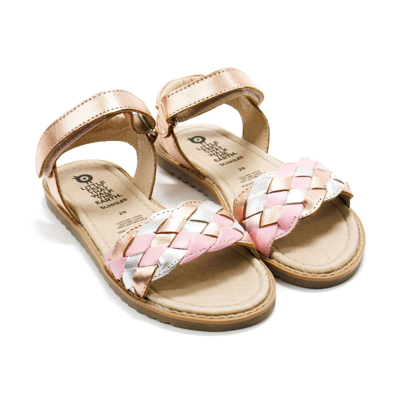 Old Soles Girls Tripelie Adjustable Leather Sandals, Copper \ Silver ...