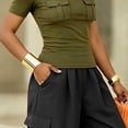 Ailaofu Women's Solid Strap Decor Cargo Long Pants,elastic High Waist ...